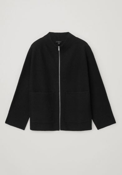 COS Boiled Wool Zip Jacket - Black, Women's Fashion, Coats, Jackets and ...