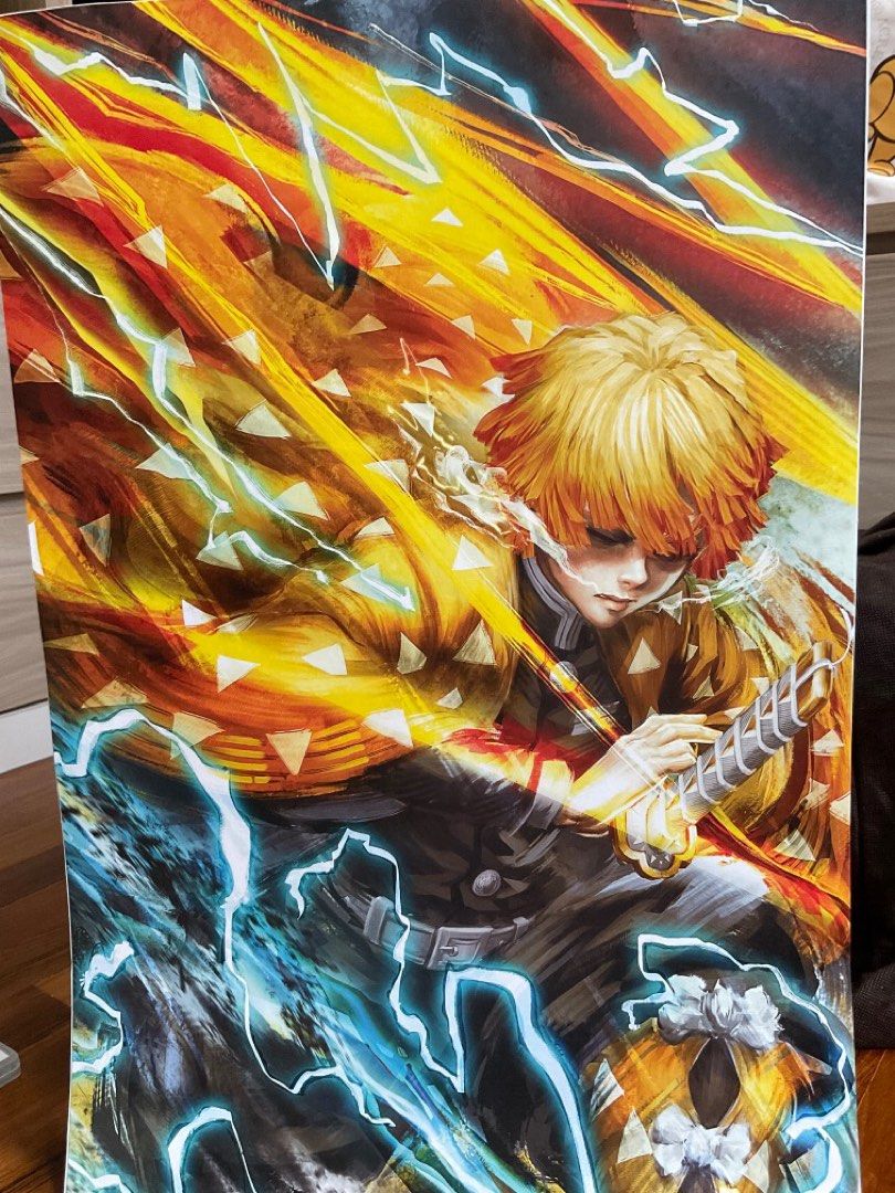 Demon slayer Zenitsu Poster A3, Hobbies & Toys, Toys & Games on Carousell
