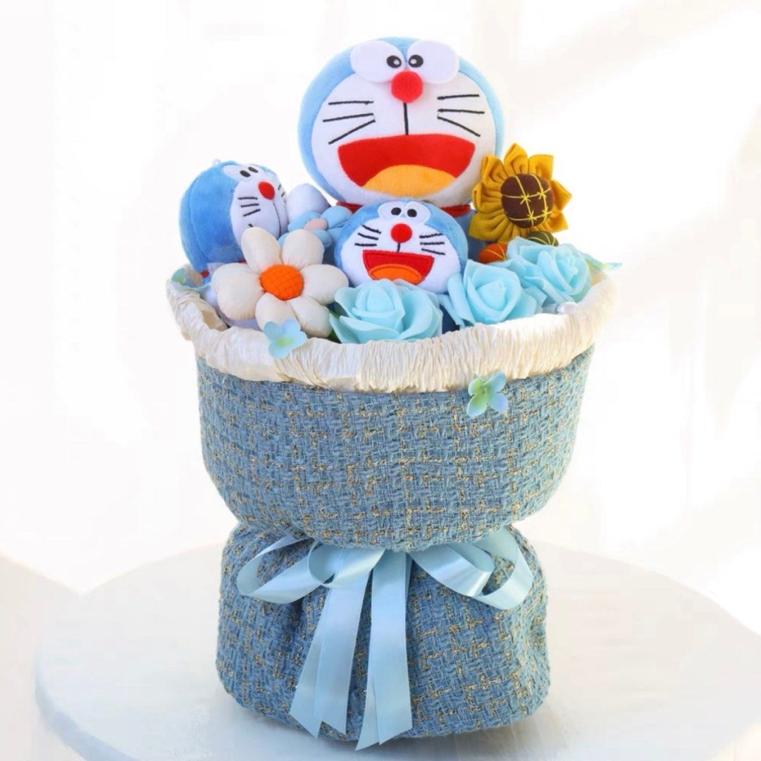 Doraemon Flower Bouquet Doraemon Bouquet Plush Bouquet Simulation Roses ...