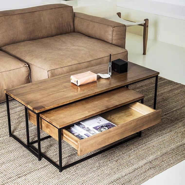 DOSSIER Rustic Solid Wood Coffee Table, Furniture & Home Living ...
