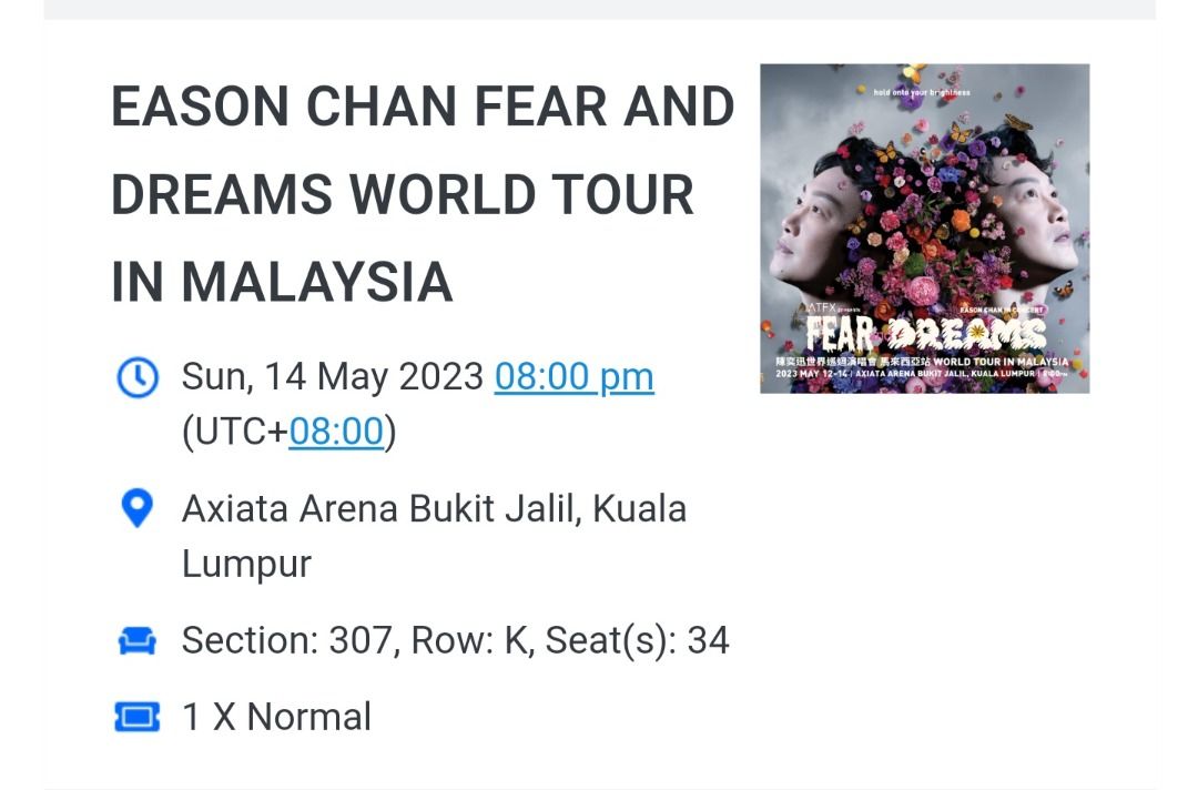 Eason Chan Malaysia Concert in May 2023, Tickets & Vouchers, Event ...