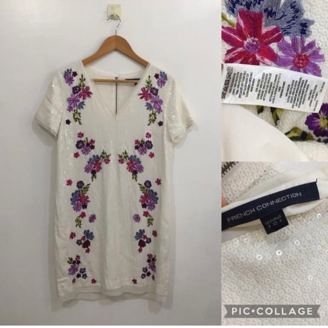 FRENCHConnection embroidered sequinned dress, Women's Fashion, Dresses ...