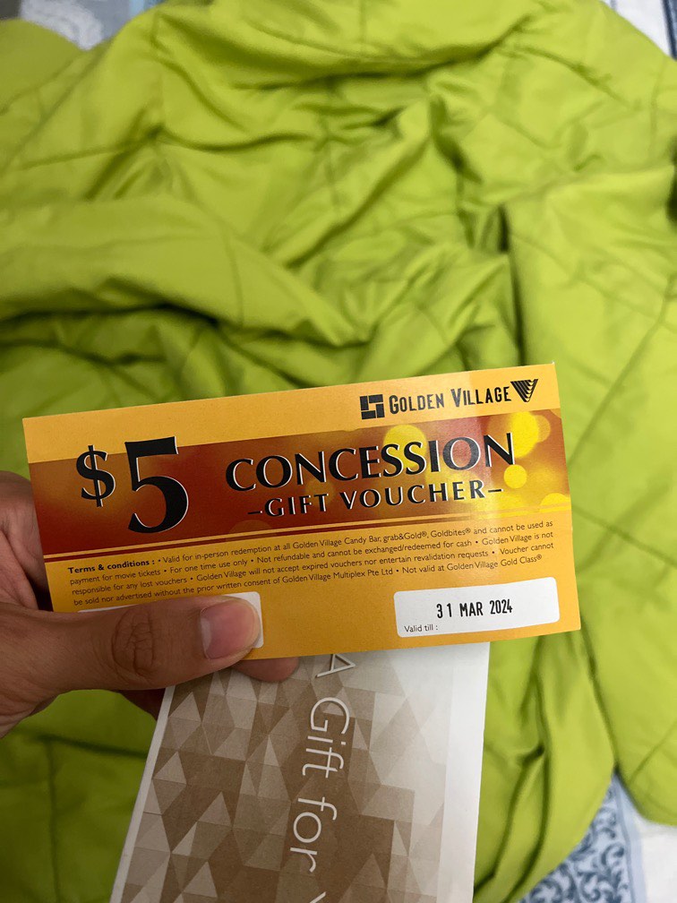 Golden village $5 concession voucher, Tickets & Vouchers, Vouchers on ...