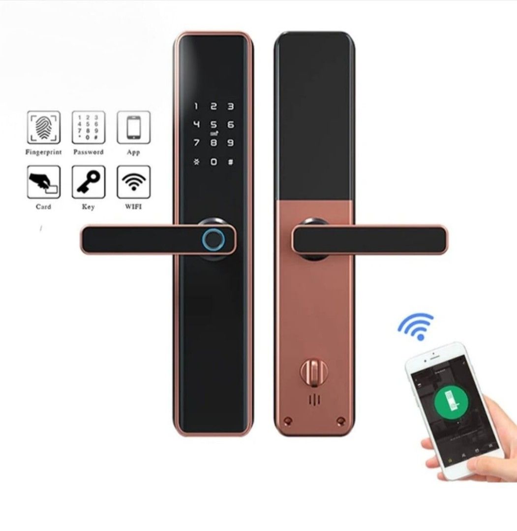 HDB BTO Smart digital wooden door lock, Furniture & Home Living ...
