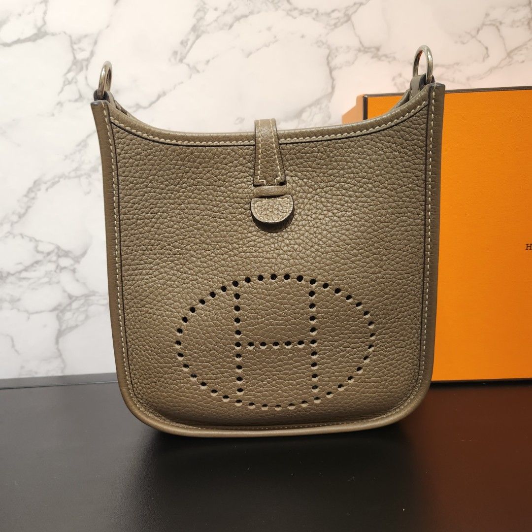 Hermes Mini Evelyn 16 Etoupe Clemence Leather with SHW, Luxury, Bags ...