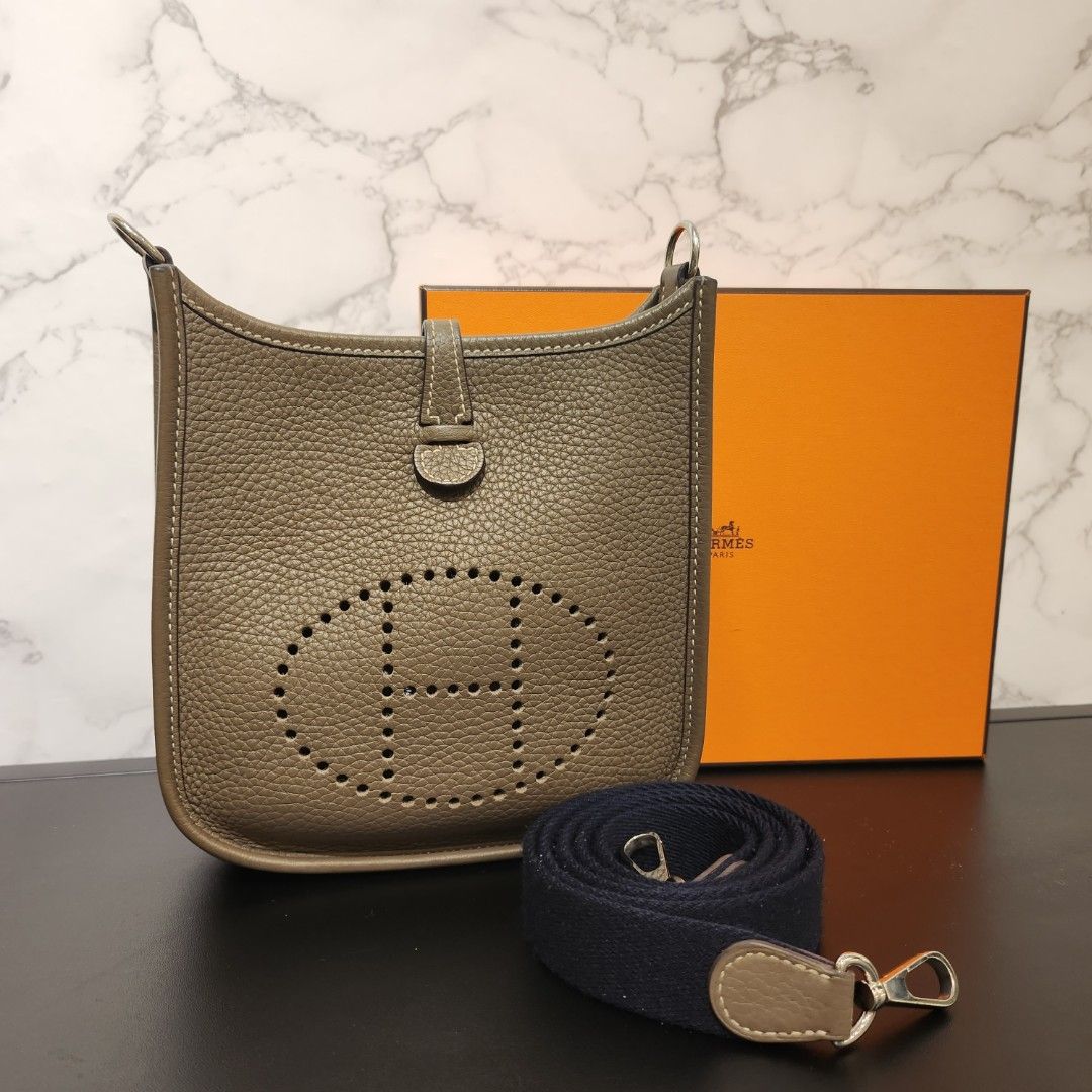 Hermes Mini Evelyn 16 Etoupe Clemence Leather with SHW, Luxury, Bags ...
