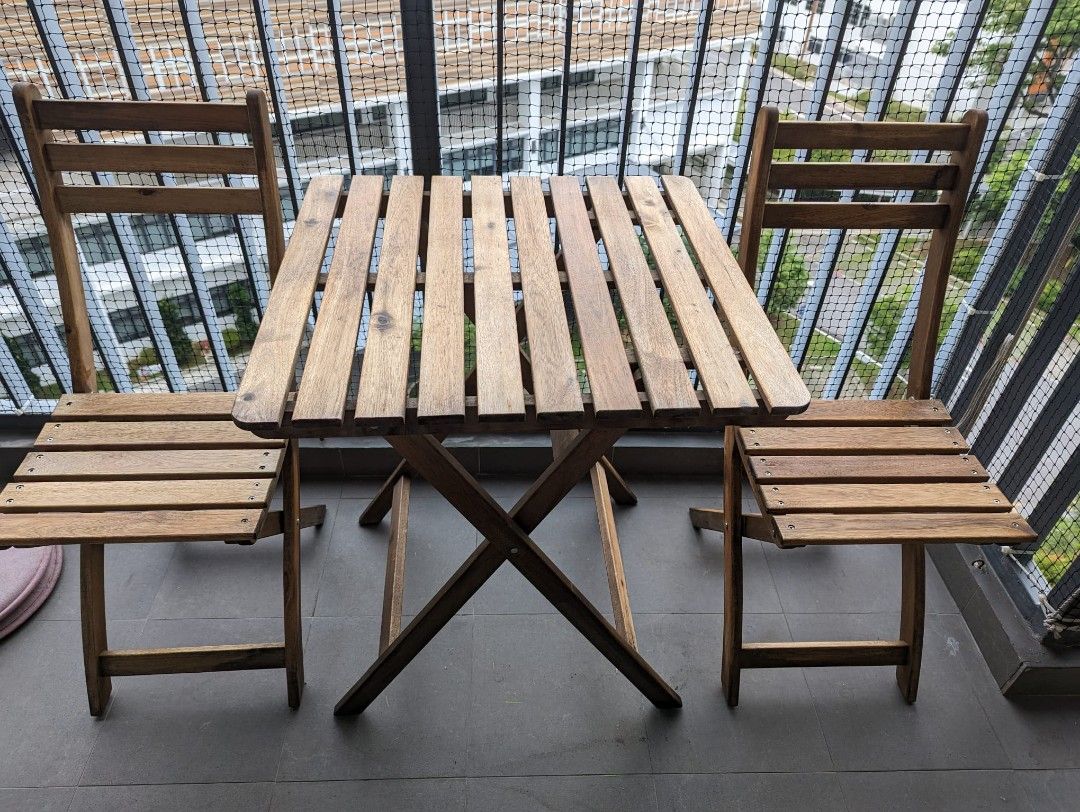 IKEA askholmen table and chairs, Furniture & Home Living, Outdoor ...