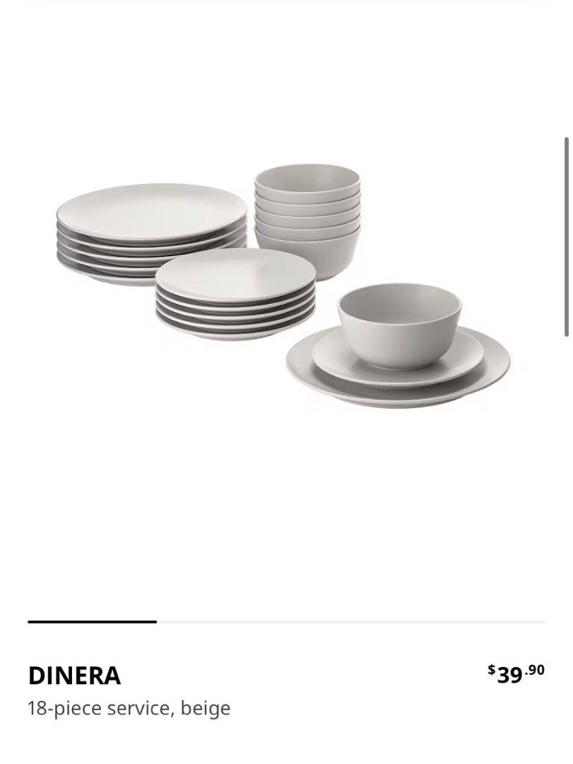 Ikea 18 piece Dinera dinnerware set (plate, side plate, bowl ...