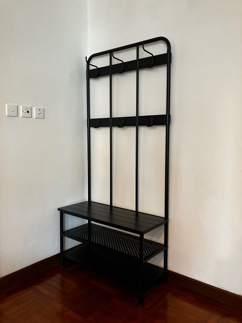 Ikea Pinnig Coat Rack Shoe Bench, 傢俬＆家居, 傢俬, 櫃子、組合櫃及置物架 - Carousell