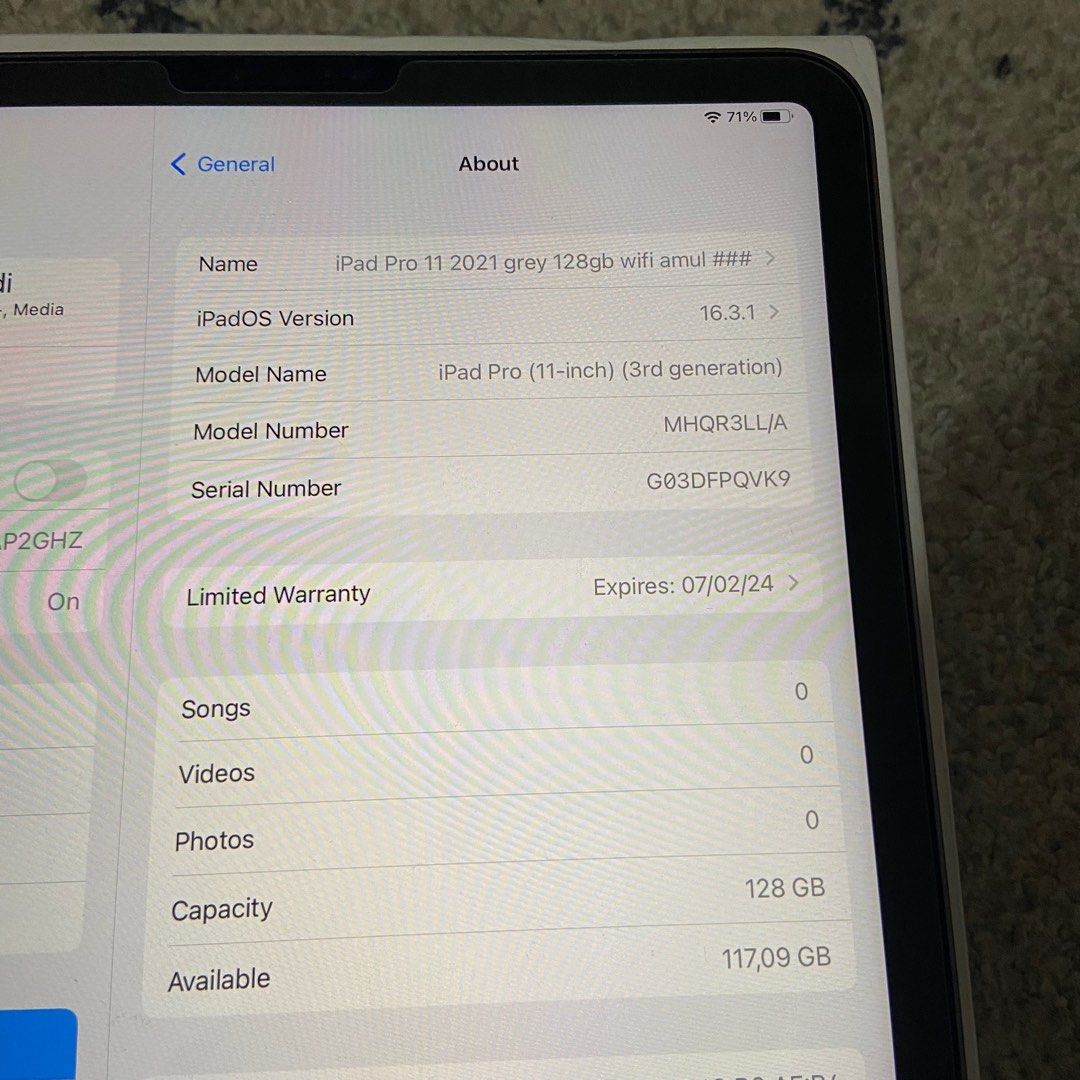 ipad pro m1 11 inch 2021 grey 128gb wifi garansi sd 07 feb 2024 ...