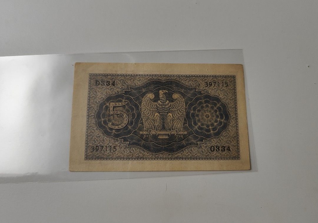 Italy 1935 5 Lira Banknote Currency XF(1), Hobbies & Toys, Memorabilia & Collectibles, Currency ...
