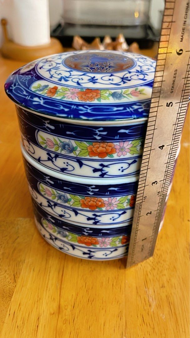 Japanese 3 Tier Ceramic Beautiful Bento, Furniture & Home Living ...
