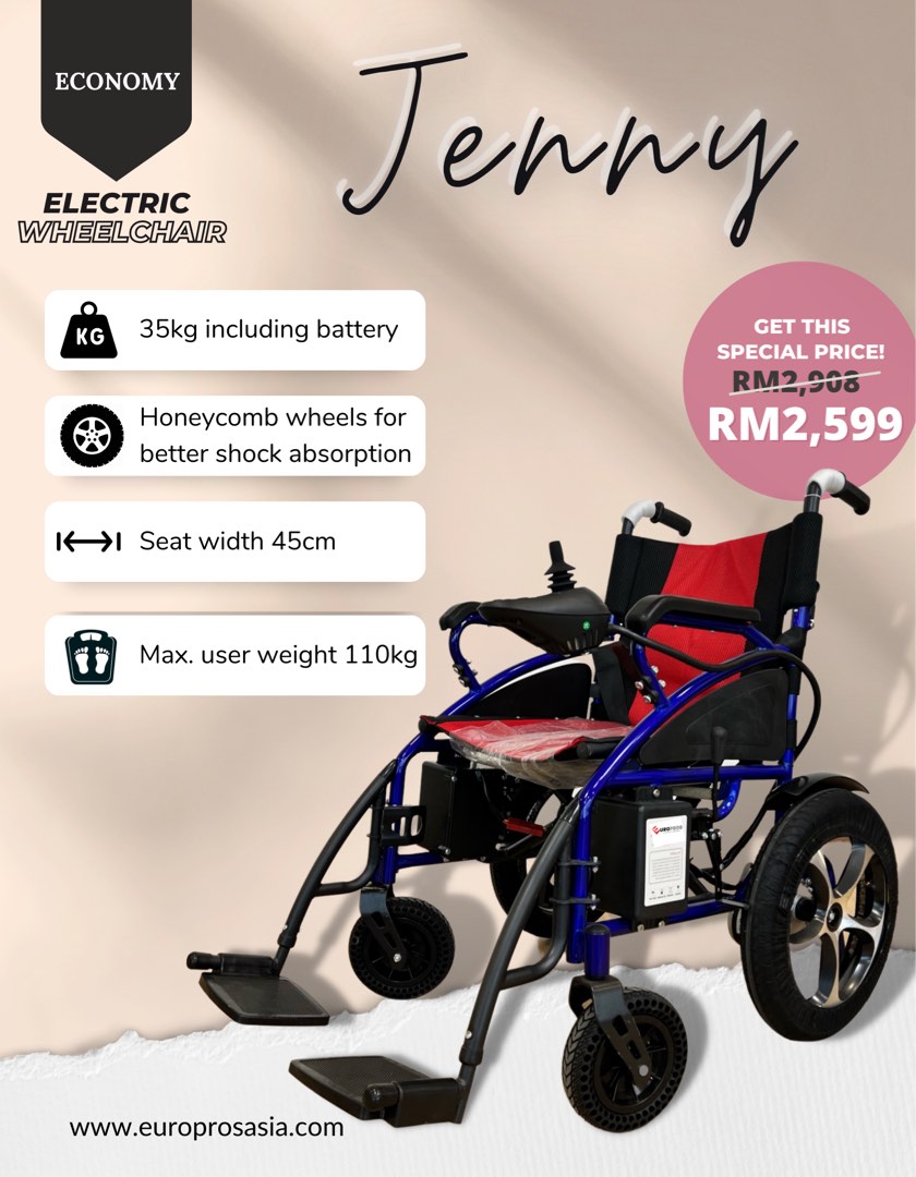 [KERUSI RODA RAYA] Jenny - Europros Electric Wheelchair, Health ...