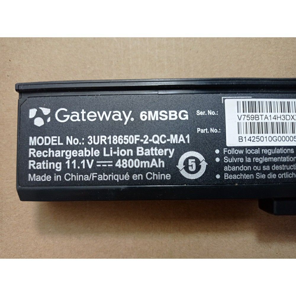 Laptop Battery gateway W340UI Model 3UR 18650F-2-MAI 11.IV 4800mah ...