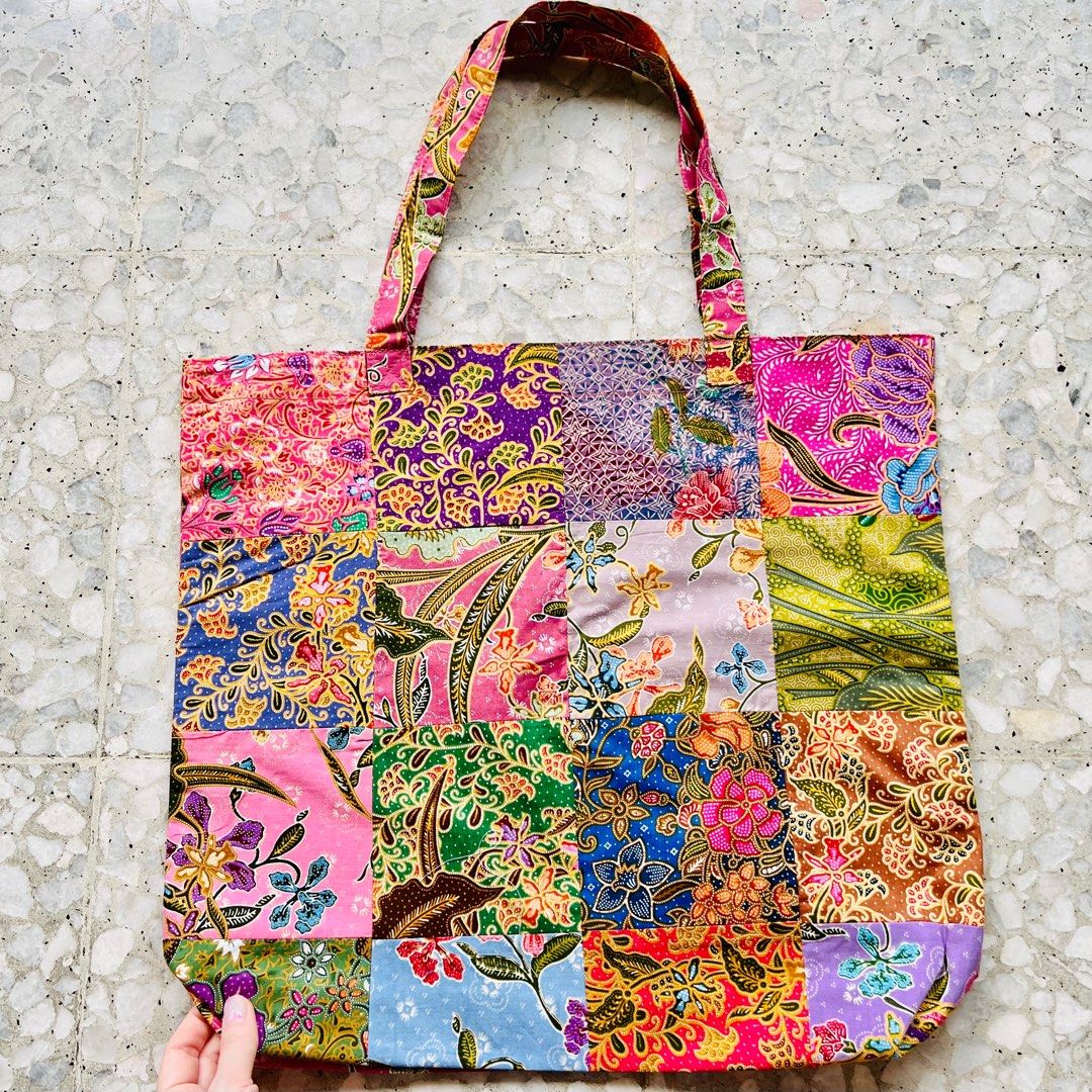 Large 45cm Batik Patchwork Tote Bag Handmade in Singapore, Hobbies ...