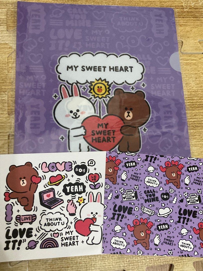 line friends postcard stickers set Brown Cony Sally 明信片 貼紙, 興趣及遊戲, 收藏品及 ...