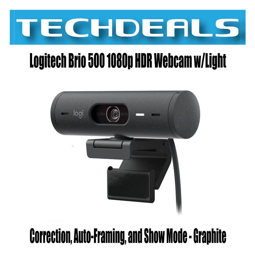 Logitech Brio 500 1080p HDR Webcam w/Light Correction, Auto-Framing ...