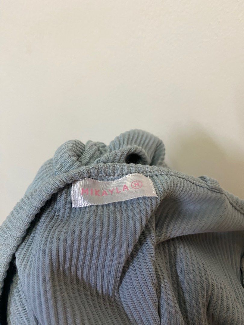 (M) Mikayla Reanne Ribbed Dress in Blue, Women's Fashion, Dresses & Sets, Dresses on Carousell