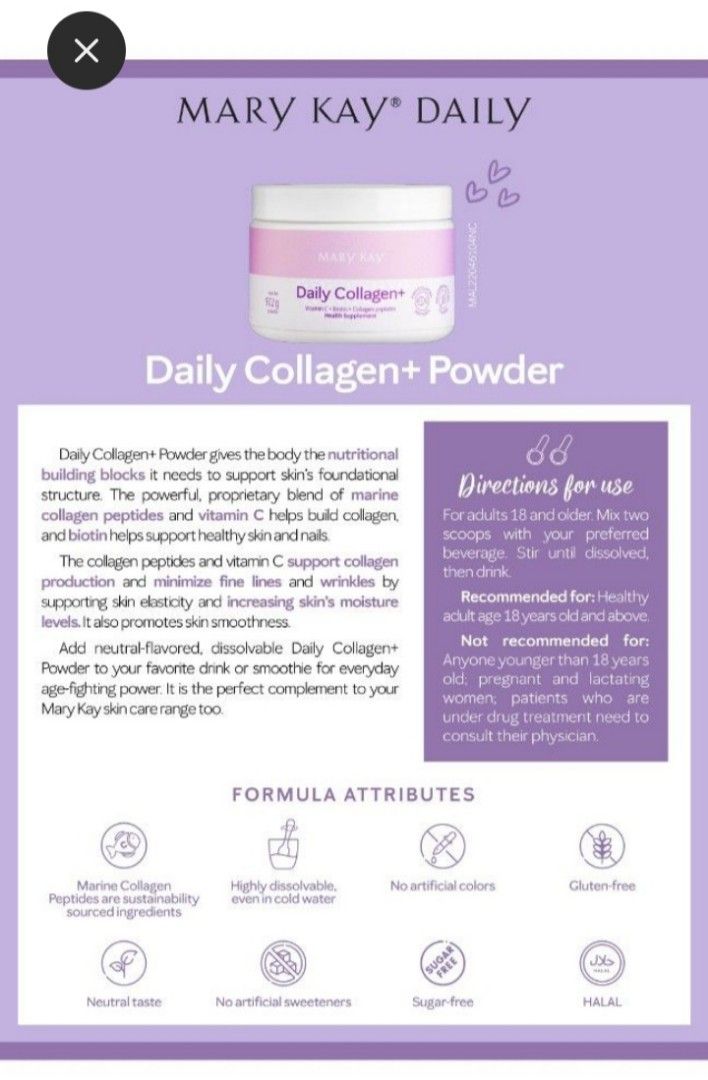 Mary Kay Daily Collagen, Beauty & Personal Care, Hair on Carousell