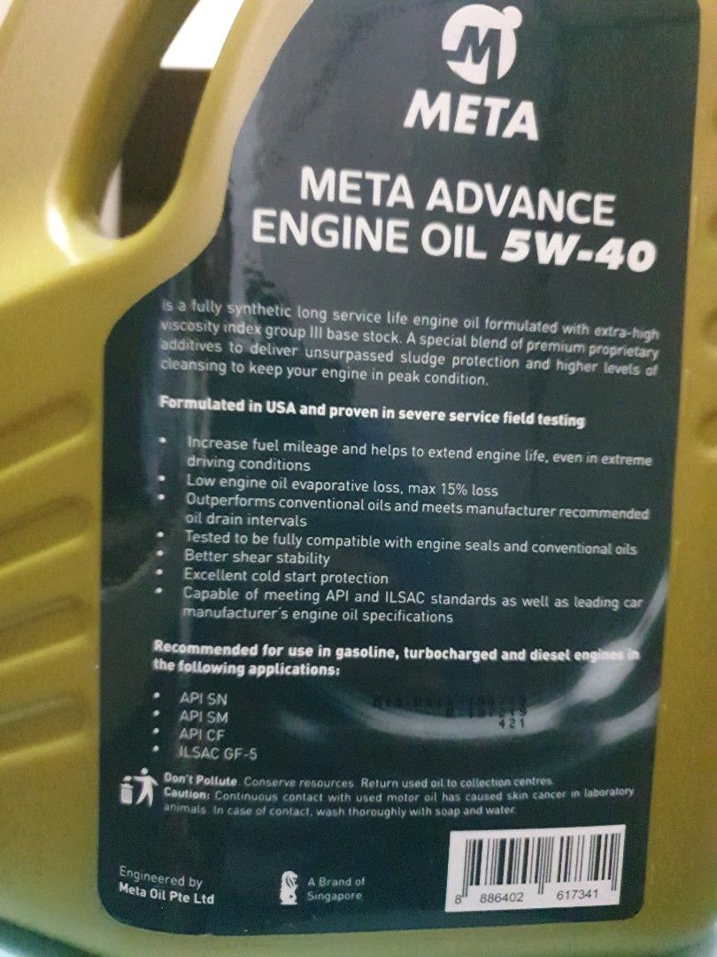Meta Engine Oil 5W-40, Motorcycles, Motorcycle Accessories on Carousell