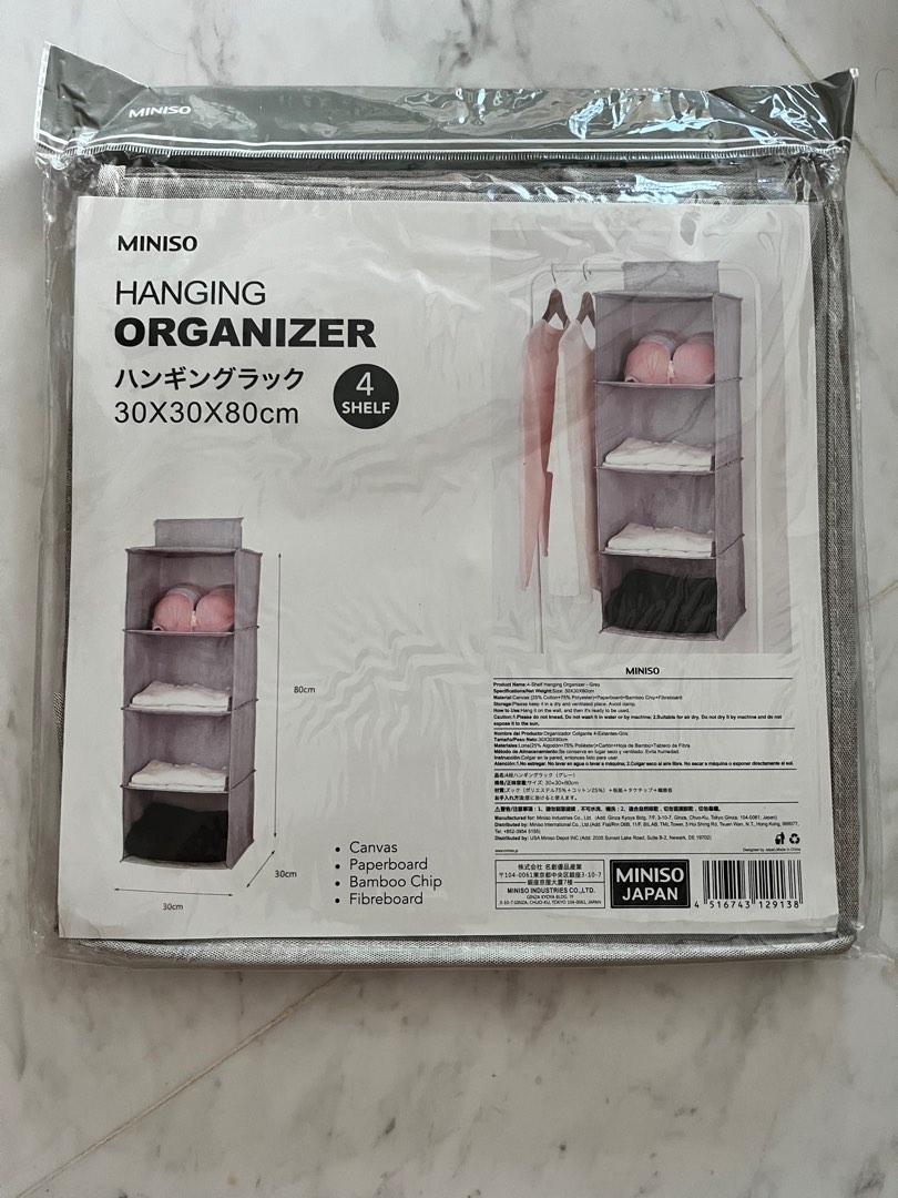 Miniso Hanging Organizer - 4 Shelf, Furniture & Home Living, Home ...