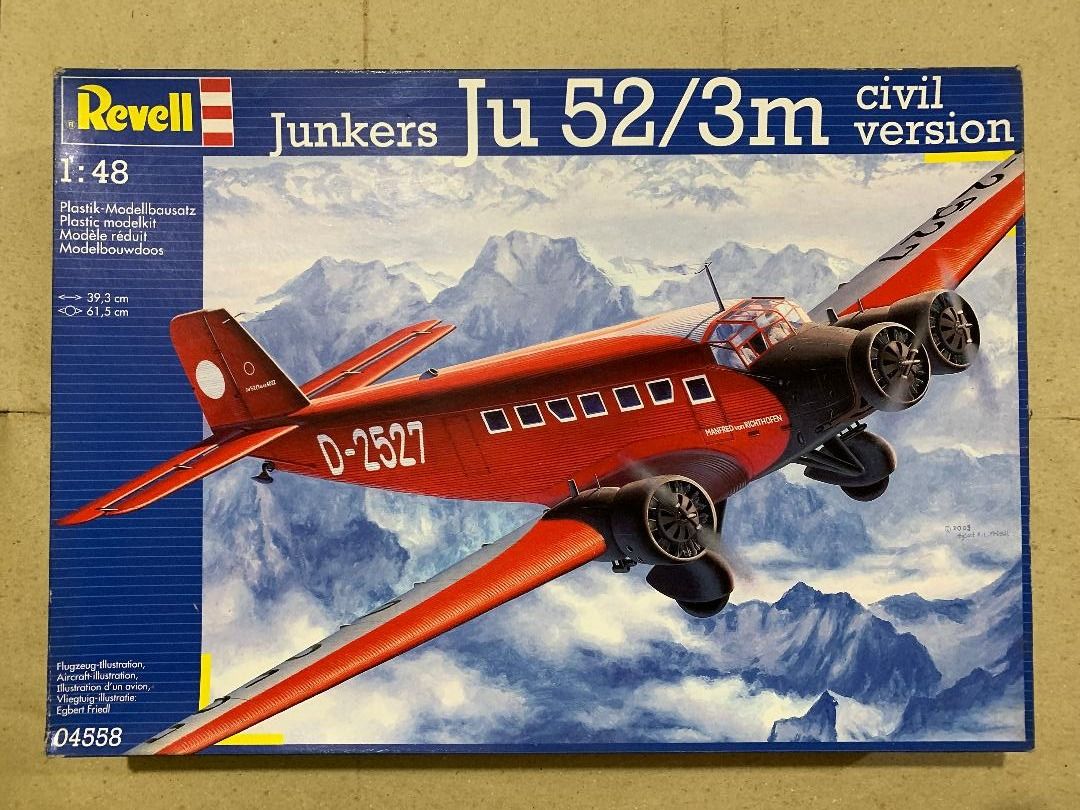 Model Kit: REVELL: 1:48 Scale: JUNKERS JU52/3m CIVILIAN VERSION ...