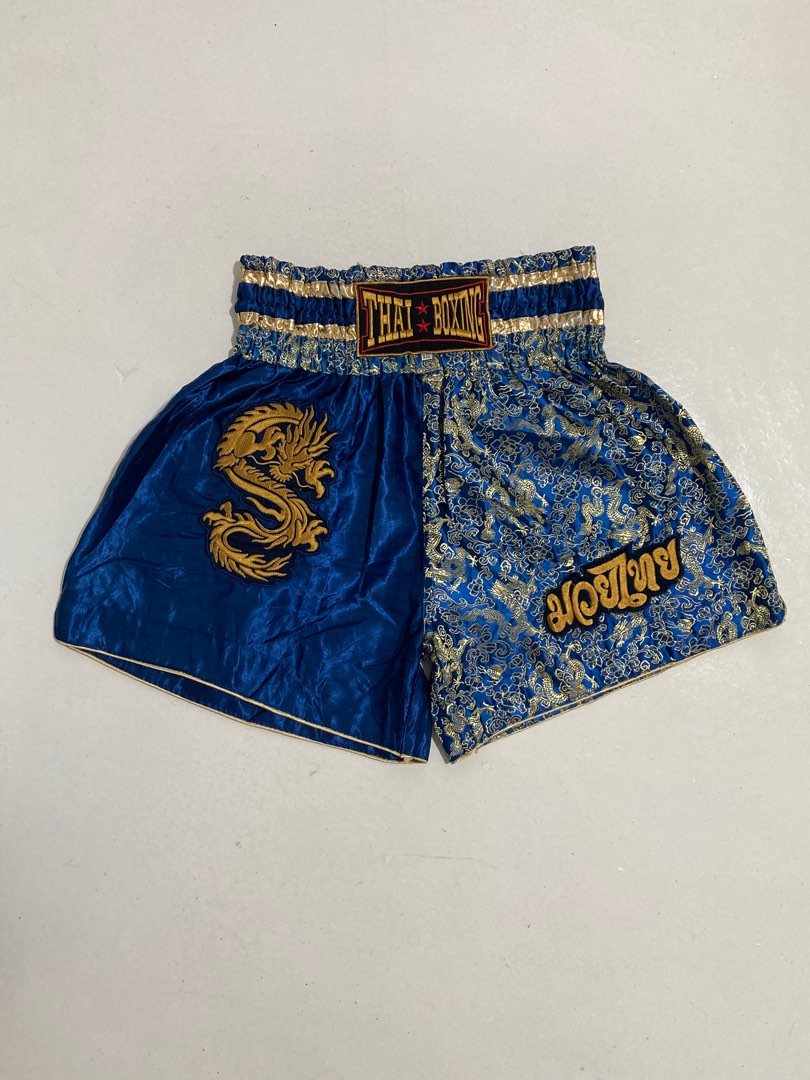 Muay Thai Kick Boxing Short for Men’s Blue Dragon Design, Actual ...