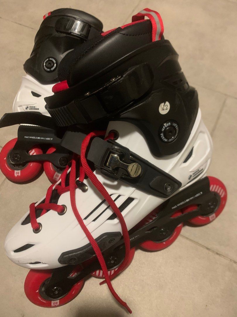 Decathlon Oxelo Freeride Inline Skate MF500 Red/White size 42, Sports ...
