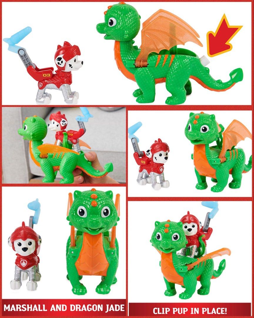 Paw Patrol Rescue Knights Pup and Dragon Action Figure Set, Hobbies ...