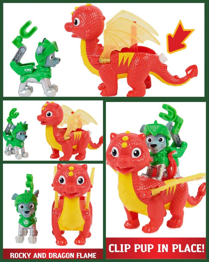 Paw Patrol Rescue Knights Pup and Dragon Action Figure Set, Hobbies ...