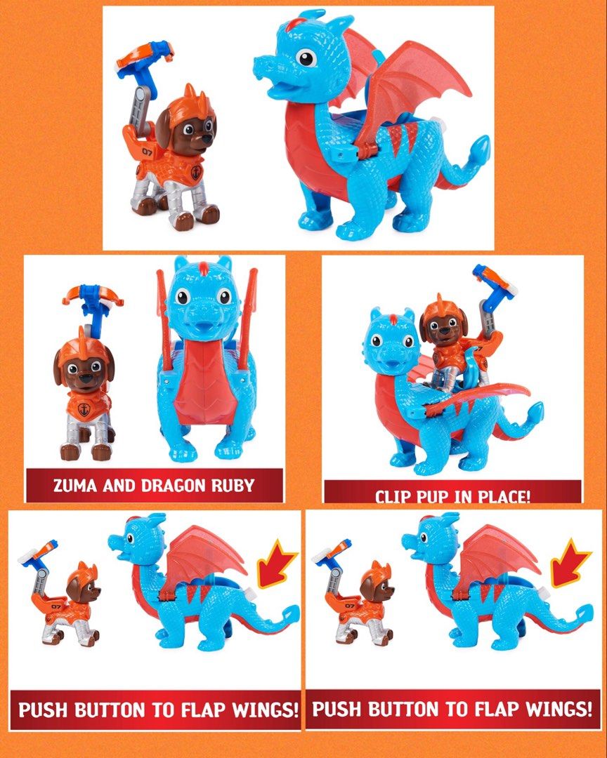 Paw Patrol Rescue Knights Pup and Dragon Action Figure Set, Hobbies ...