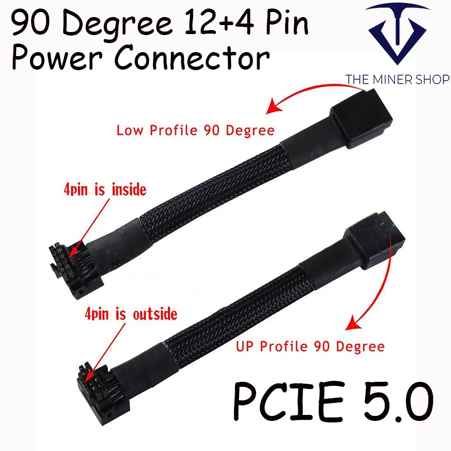 PCIE 5 16Pin(12+4) 90 Degree Pin Connector TO 16AWG Straight Head Elbow ...