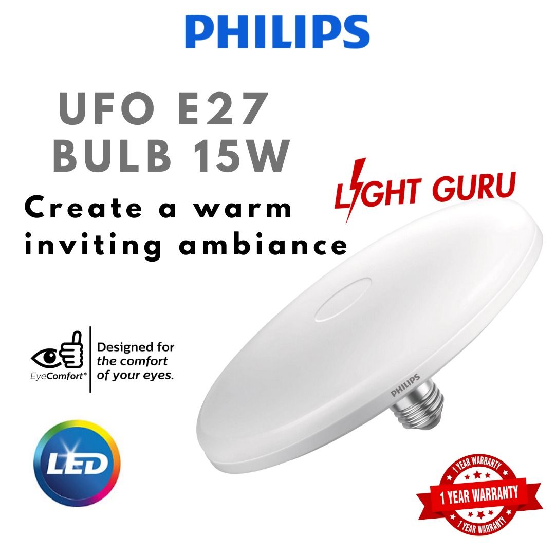 Philips UFO E27 Mounting LED Flat Light Bulb, Furniture & Home Living ...