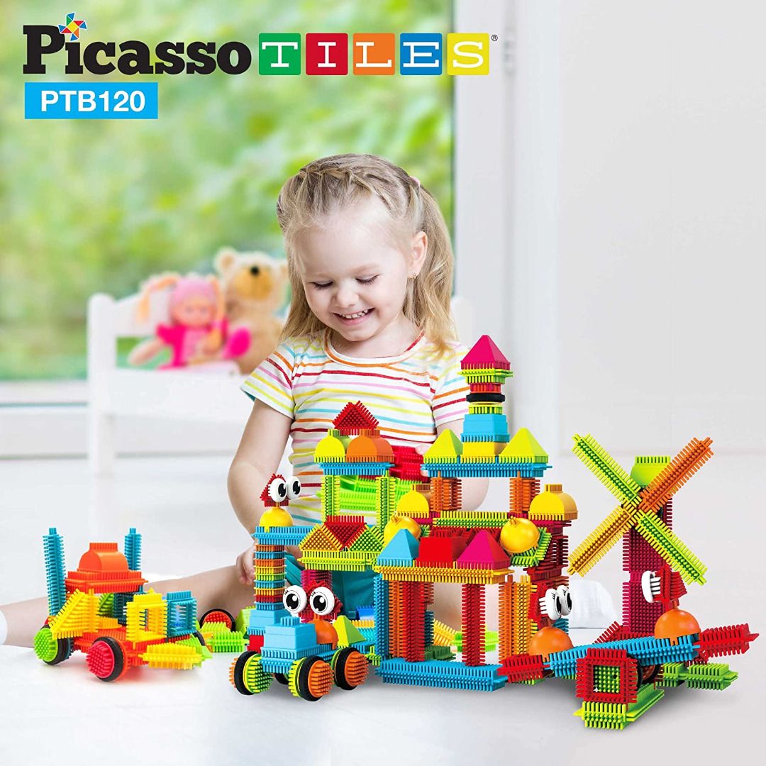 PicassoTiles Bristle Shape 3D Building Blocks Tiles Toy Set Educational ...