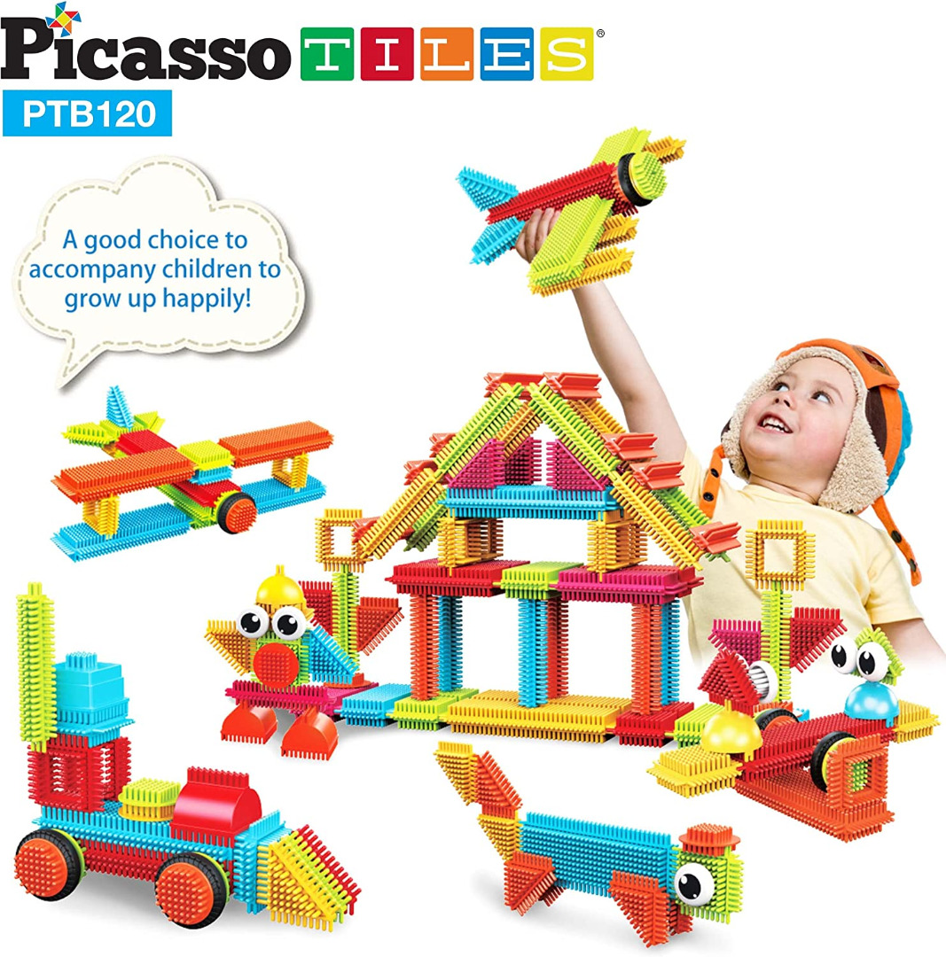 PicassoTiles Bristle Shape 3D Building Blocks Tiles Toy Set Educational ...