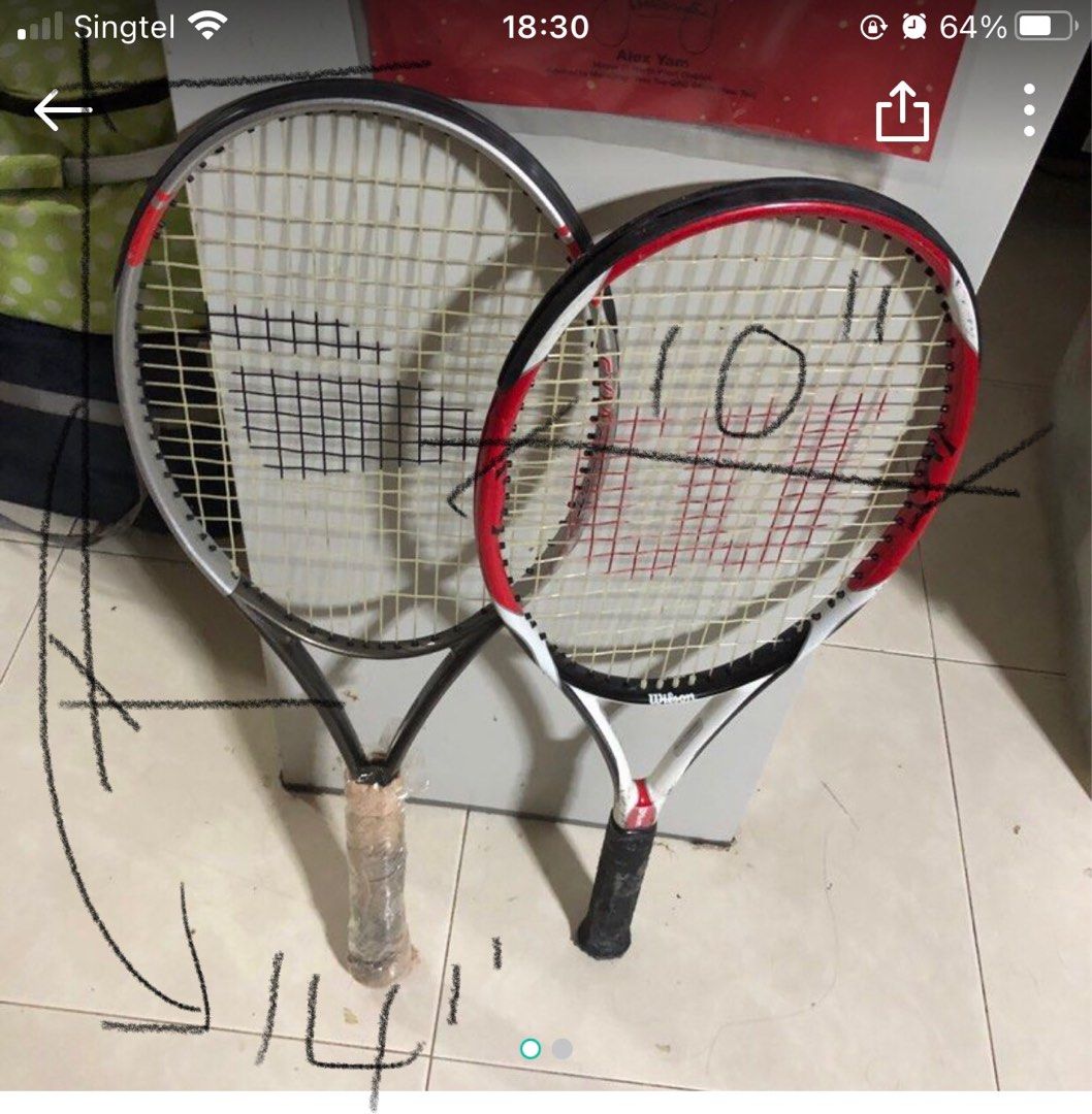 Racket each $20,tennis ball each $1,tennis bag can put 3-4 pcs $30 ...
