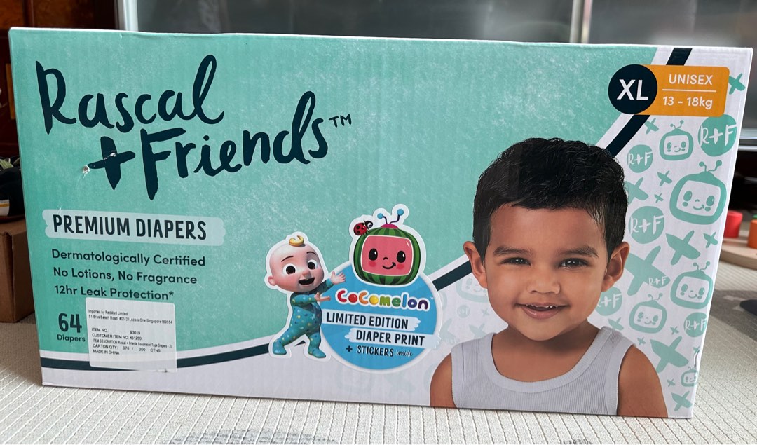 Rascal and Friends x Cocomelon TAPE Diapers Size XL, Babies & Kids ...