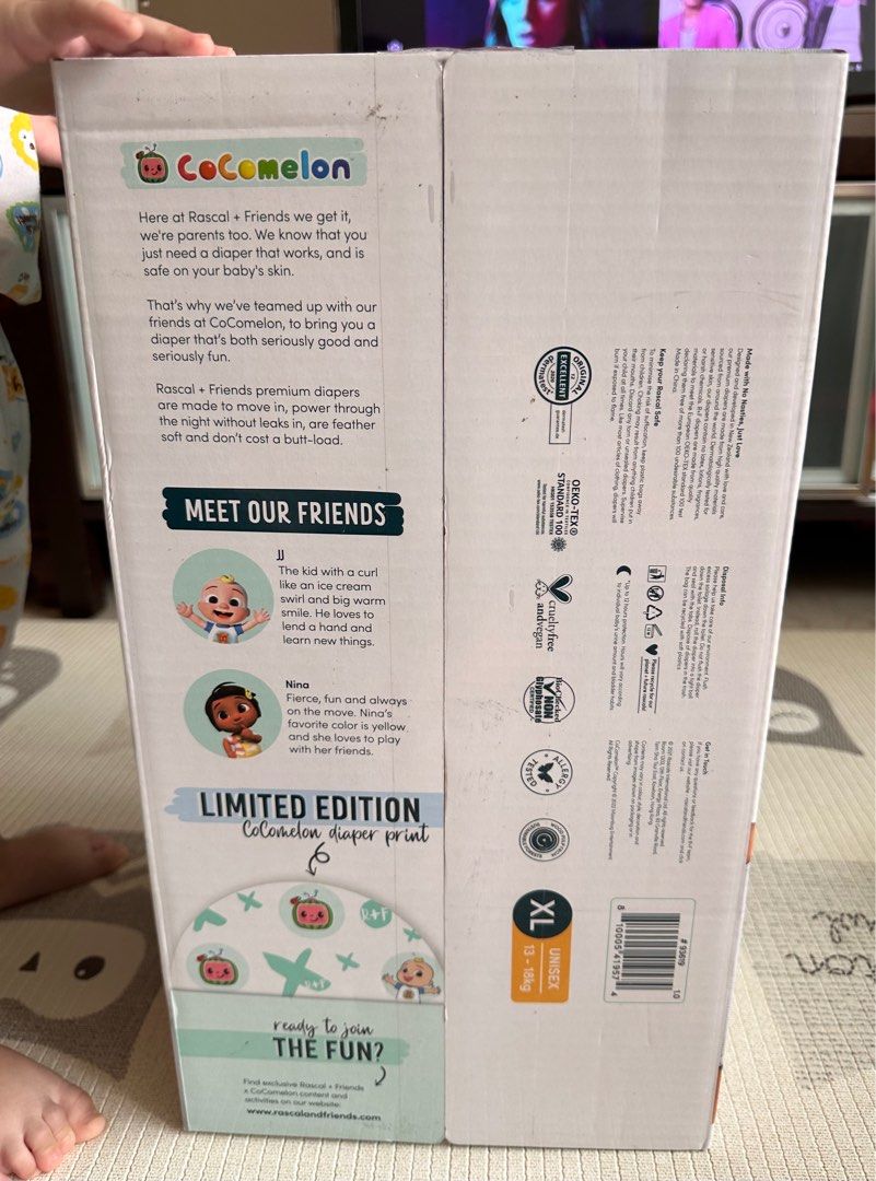 Rascal and Friends x Cocomelon TAPE Diapers Size XL, Babies & Kids ...