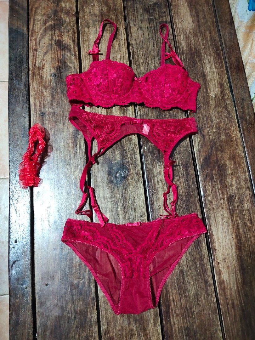 Red Lace Lingerie Set On Carousell