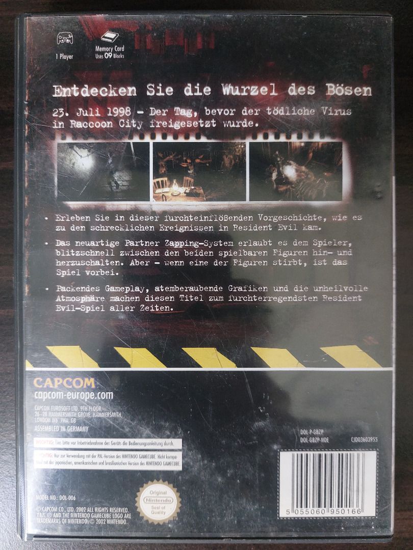 Resident Evil Zero European German Version Nintendo Gamecube Game ...