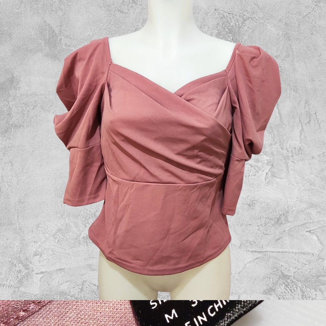 Rose pink formal top, Women's Fashion, Tops, Blouses on Carousell