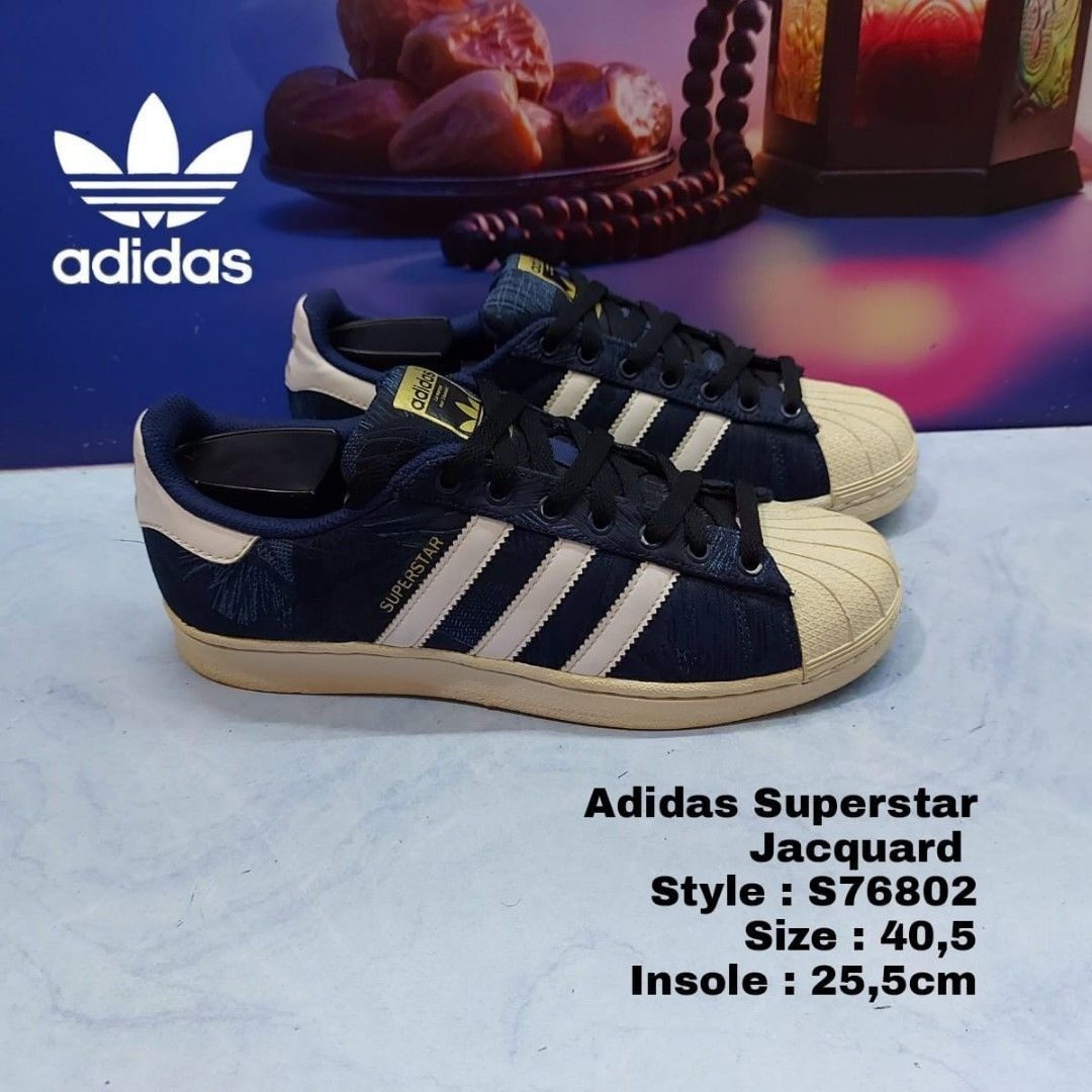 Sepatu Adidas Original Superstar jacquard Navy Triples S76802 Ukuran 40 ...