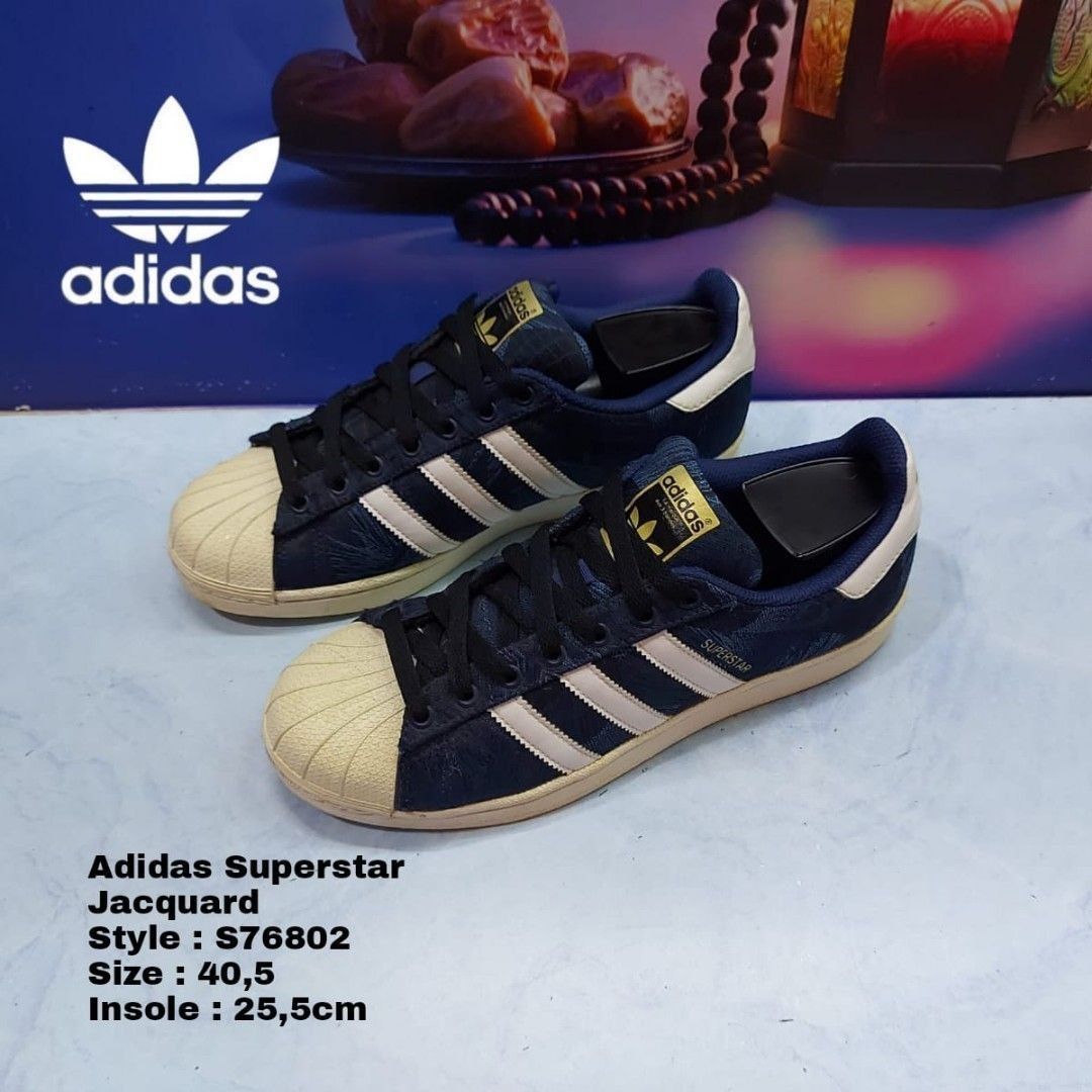 Sepatu Adidas Original Superstar jacquard Navy Triples S76802 Ukuran 40 ...
