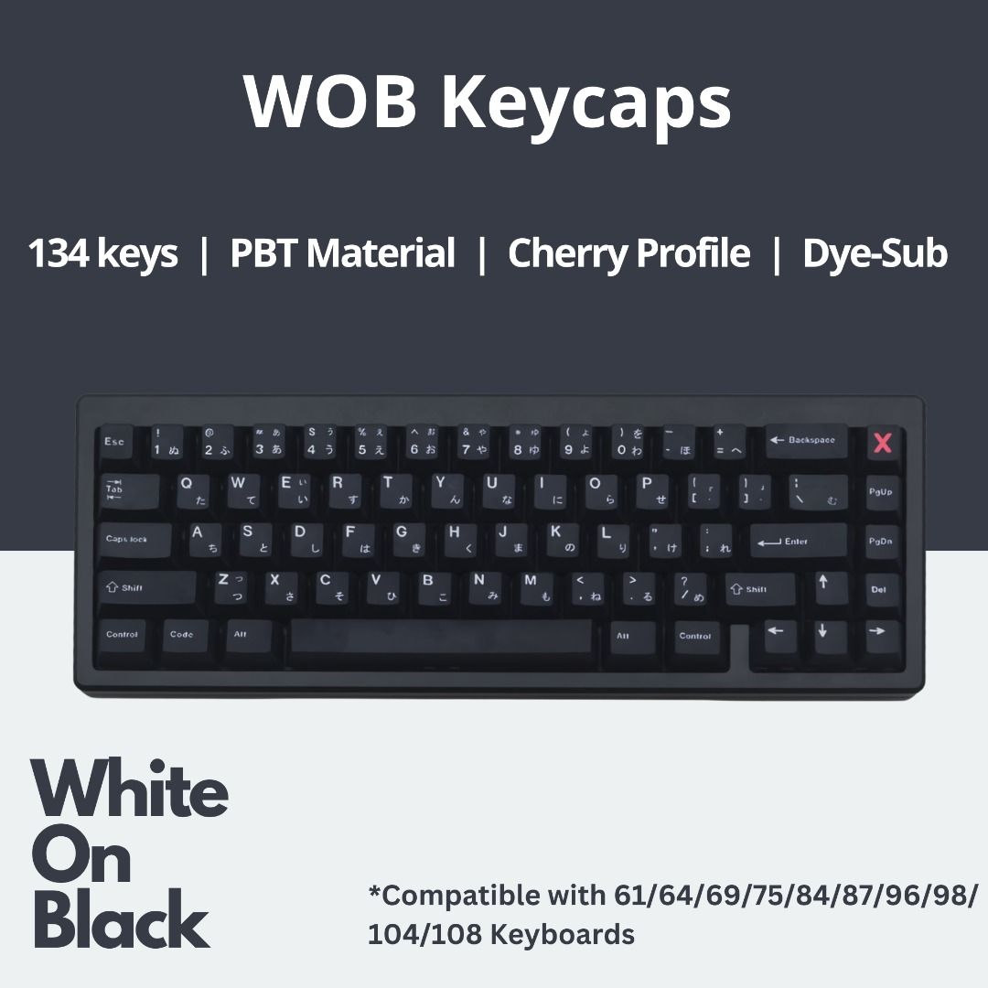 [SG Local Stock] White on Black (WOB) Keycaps| 134 Keys | Cherry ...