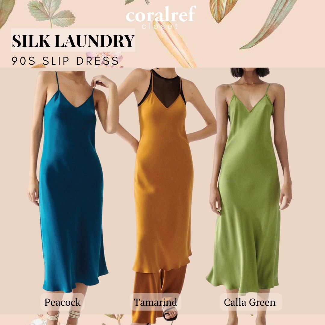 Silk Laundry 90s Slip Dress in Poppy Red, Women's Fashion, Dresses ...
