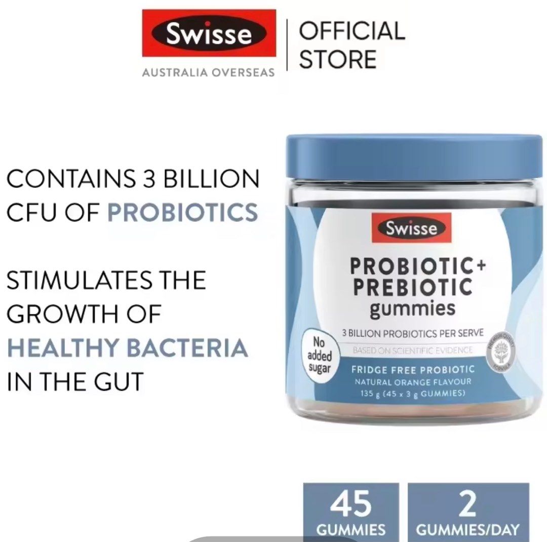 Swisse Probiotic + Prebiotic Gummies 45 gummies x 2, Health & Nutrition ...