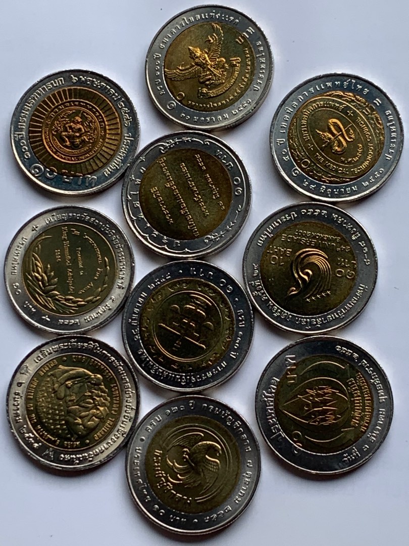 Thailand Bi-Metallic 10 Baht Coin 10pcs, Hobbies & Toys, Memorabilia ...
