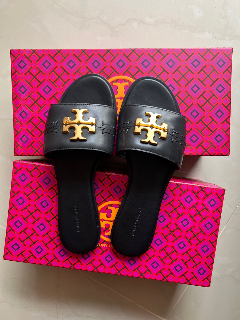 Tory Burch Black slides size 37, Women's Fashion, Footwear, Flats ...