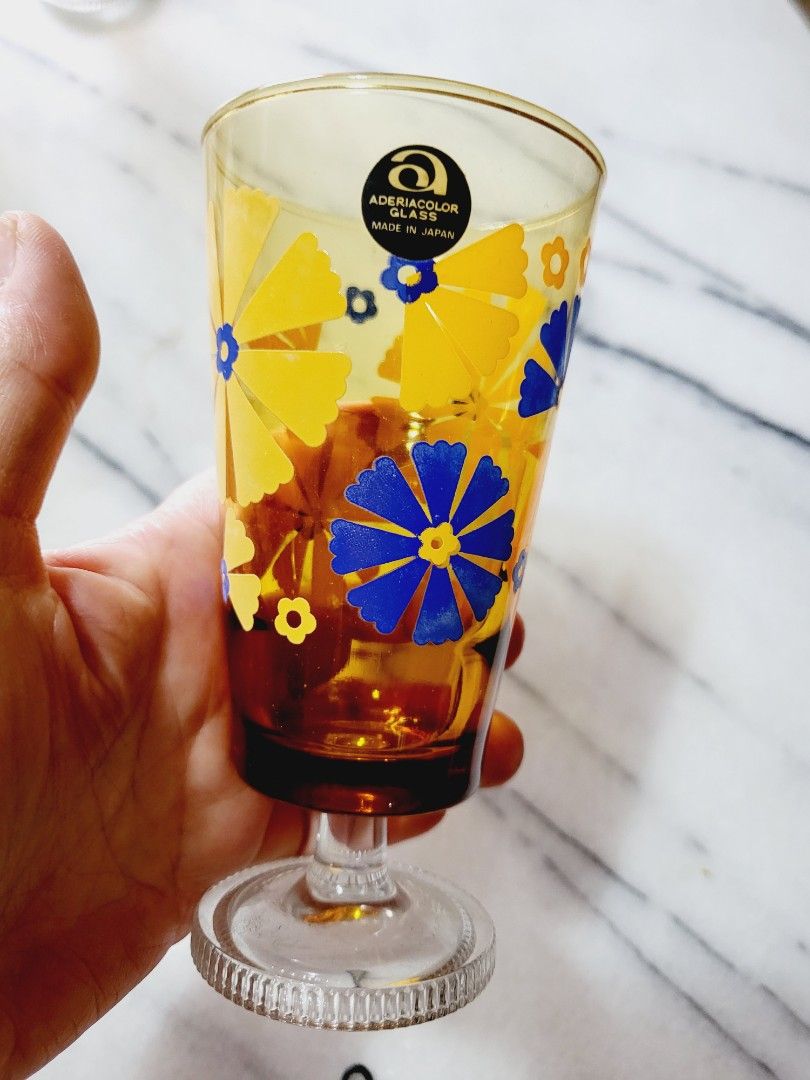 Vintage 70's Aderia Footed Glasses, Furniture & Home Living ...