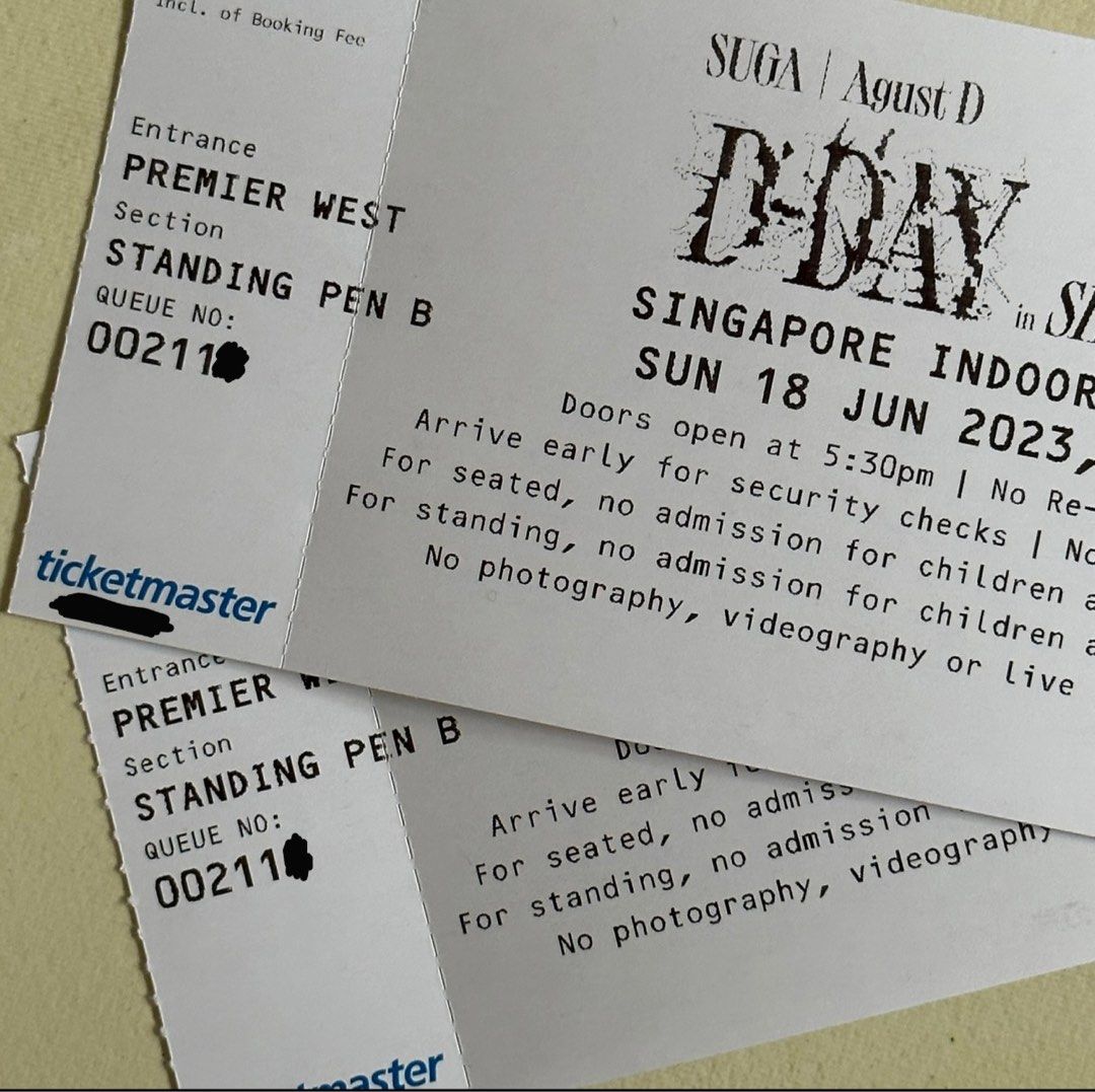 VIP Standing Pen B Suga Agust D AgustD World Tour in SG Singapore ...